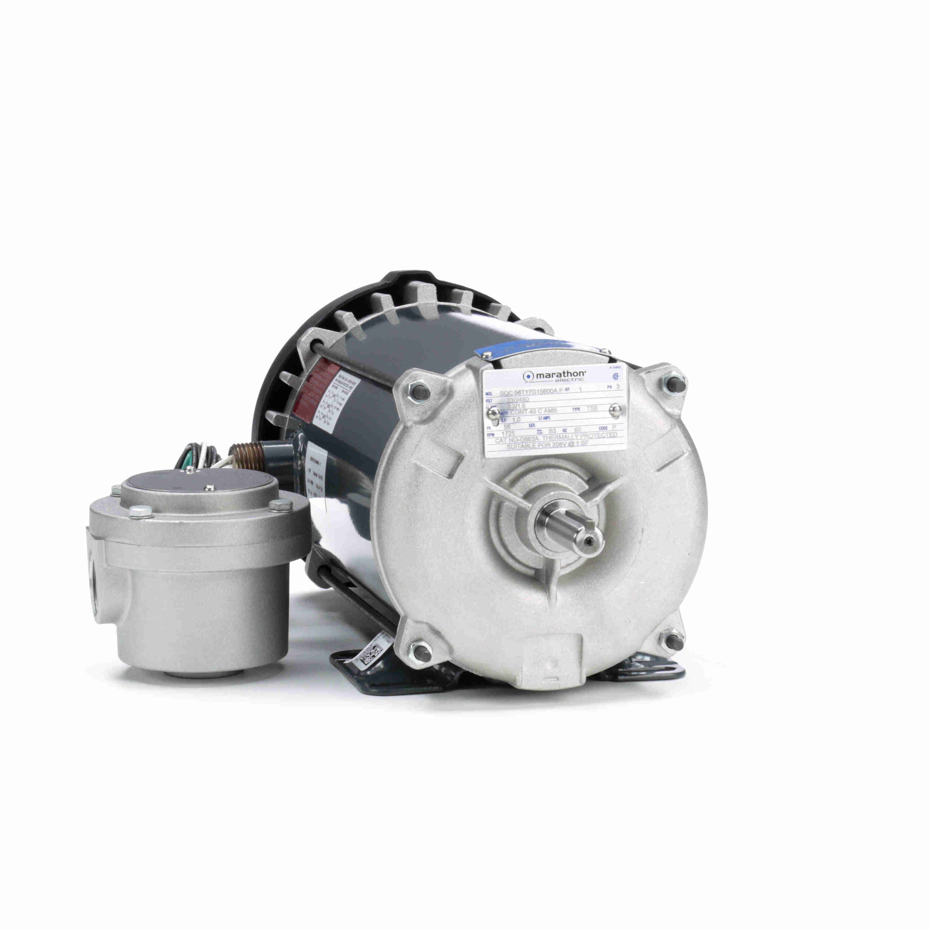 Motor Marathon Hazardous Duty® Explosion Proof, 1 HP, 3 Ph, 60 Hz, 230/460 V, 1800 RPM, 56 Frame ...