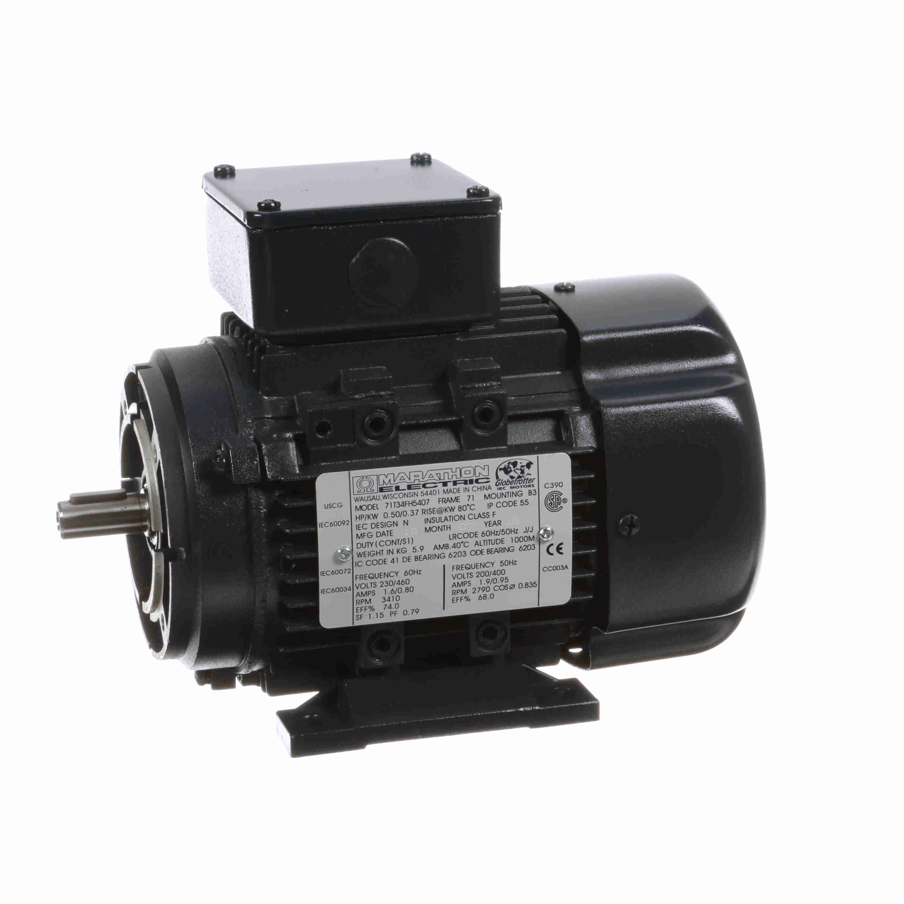 Motor Marathon Globetrotter® IEC de aluminio, 0,50 HP, 3 Ph, 60 Hz, 230 ...