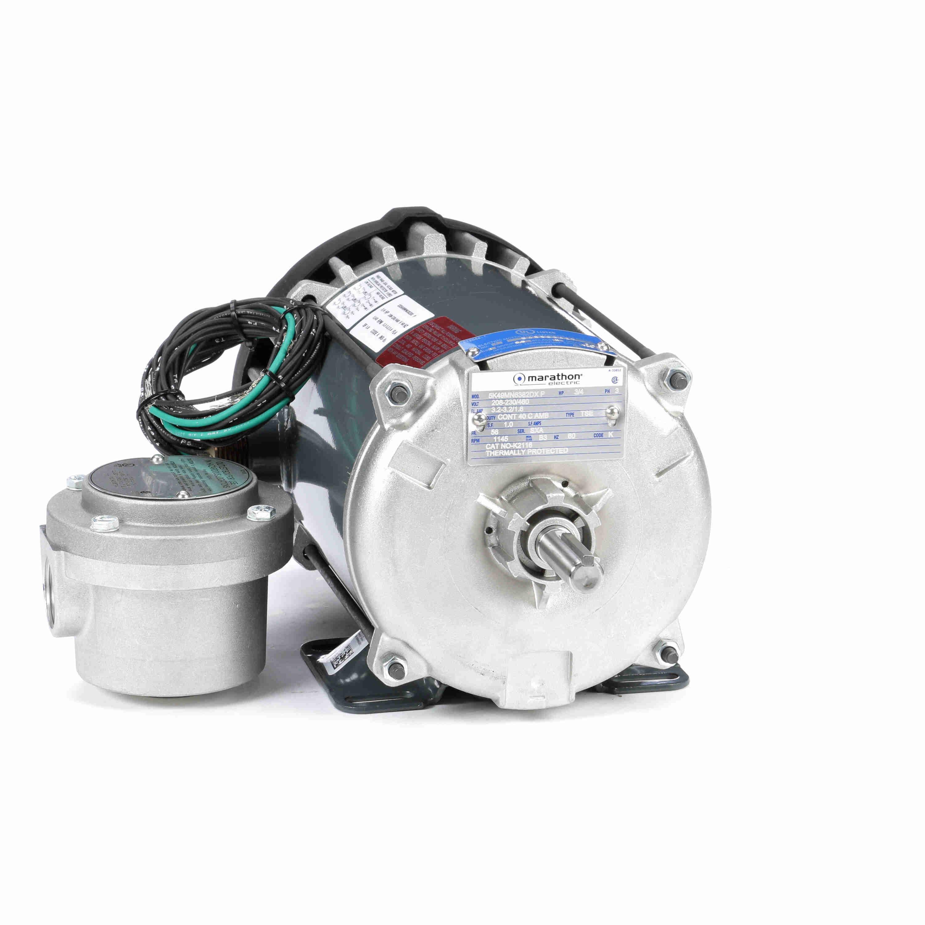 Motor Marathon Hazardous Duty® Explosion Proof, 0,75 HP, 3 Ph, 60 Hz, 208-230/460 V, 1200 RPM ...